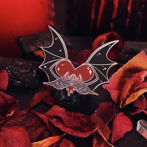 Vampire Bat Kiss Pin - Enamel Lapel Pin - Bat Blood Kissing Gothic ...