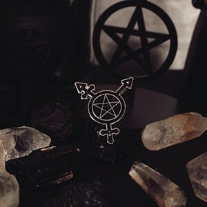 Trans Symbol Pentacle Pin - Gold/silver - Enamel Lapel Pin ...