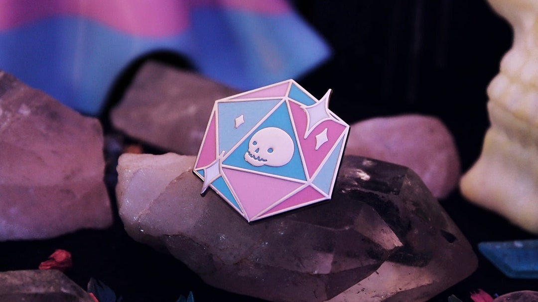 Trans D20 Icosahedron Pin Transgender Non-binary Gamer Gaymer LGBTQ Gay ...