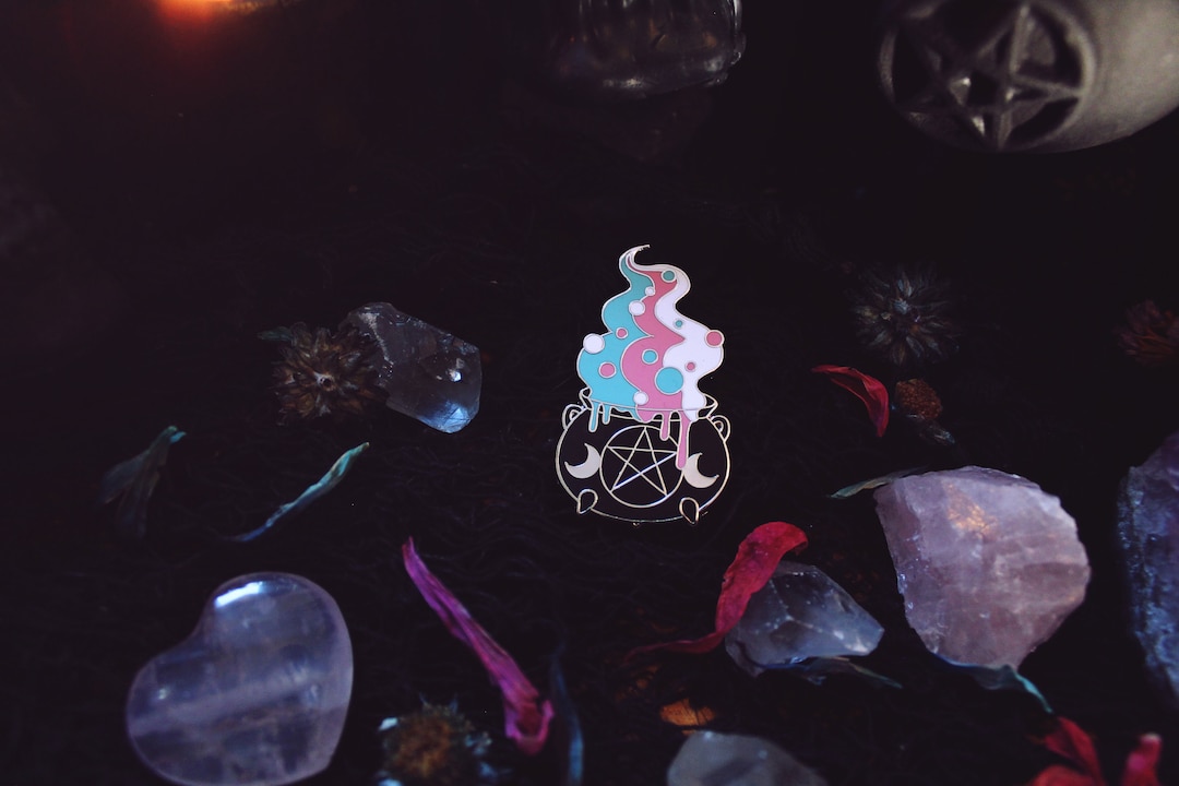Trans Witch Cauldron Pin Enamel Lapel Pin Non-binary Genderqueer ...