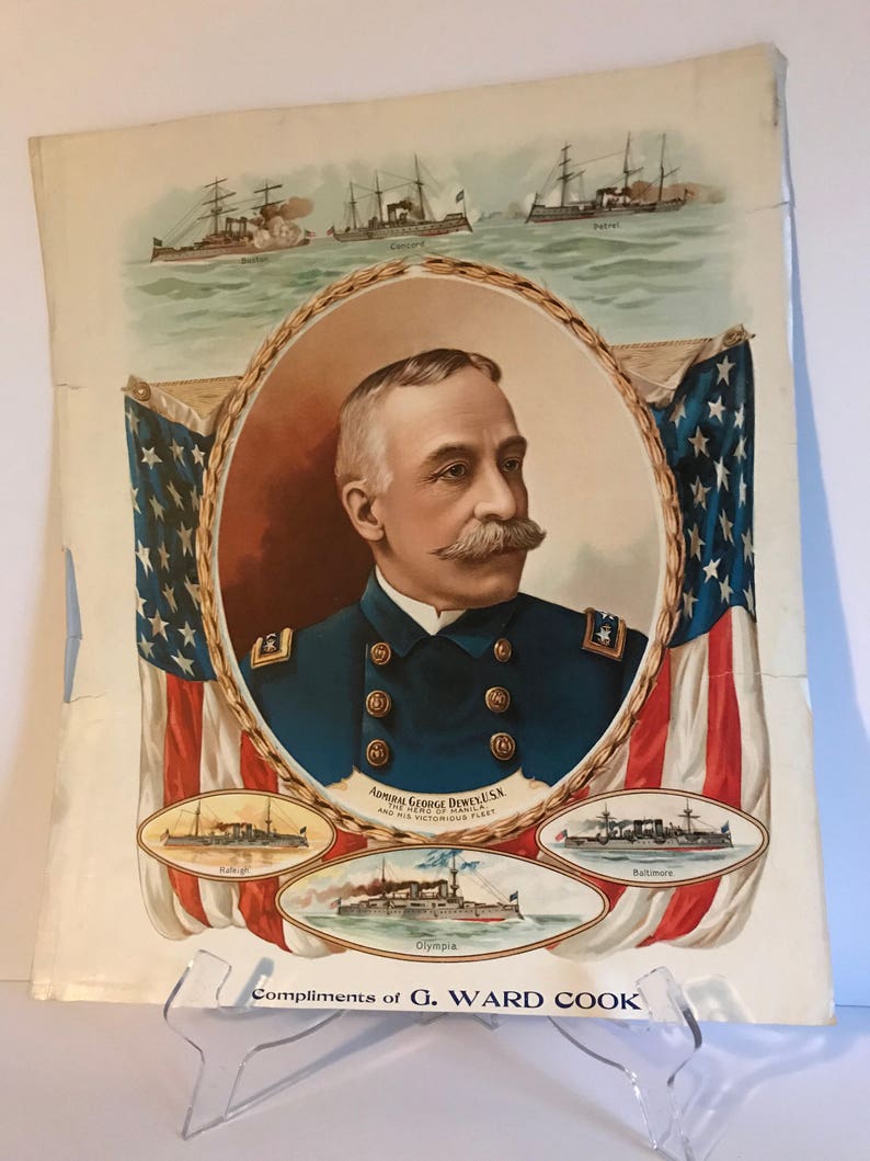 Vintage Admiral George Dewey Lithograph - Etsy