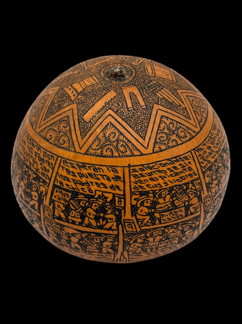 Handcarved Peruvian Gourd Artist Detailed Story - Etsy
