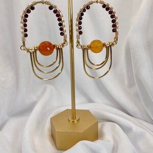 Virginia Tech Hokies Earrings, Natural Stone Agate and Garnet Statement ...