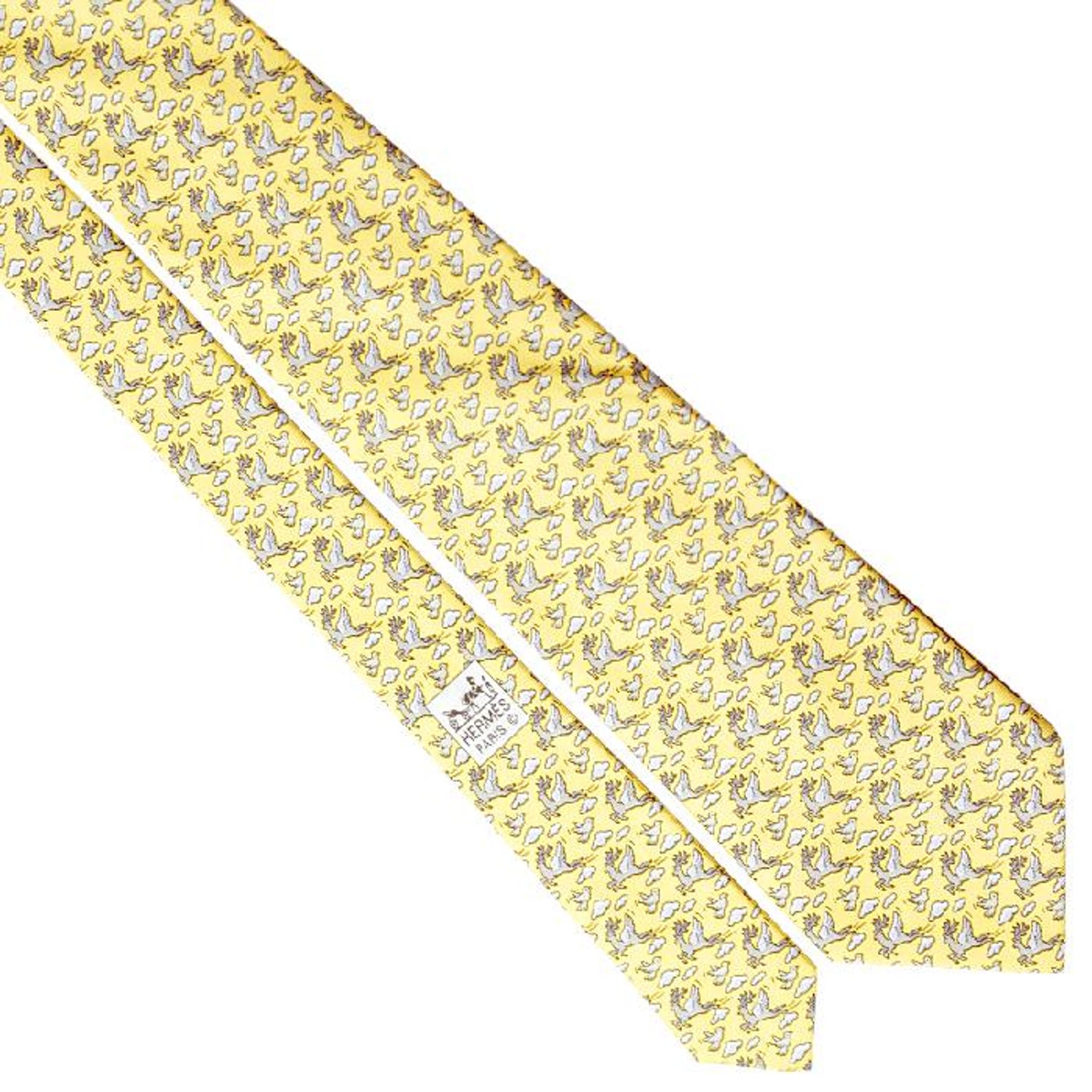 Hermes Men's Silk Tie Whimsical Flying Reindeer Pattern 5396 | Necktie ...