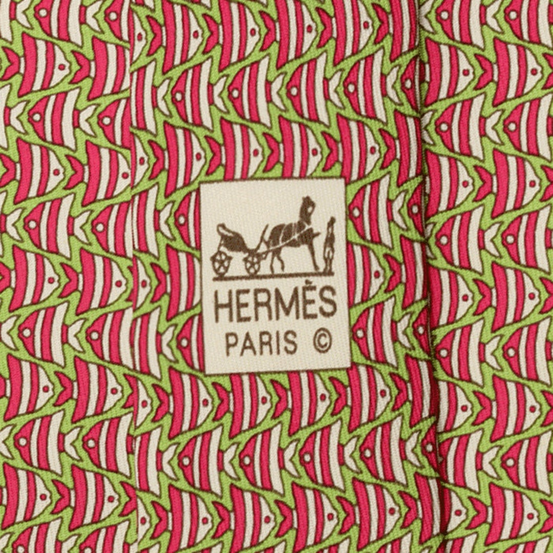 Hermes Men's Silk Tie Whimsical Tropical Fish Pattern 5562 Necktie ...