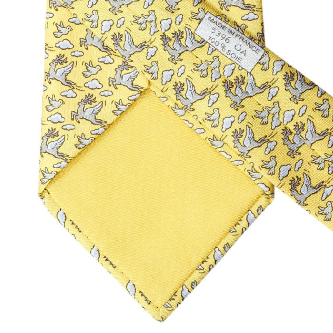 Hermes Men's Silk Tie Whimsical Flying Reindeer Pattern 5396 | Necktie ...