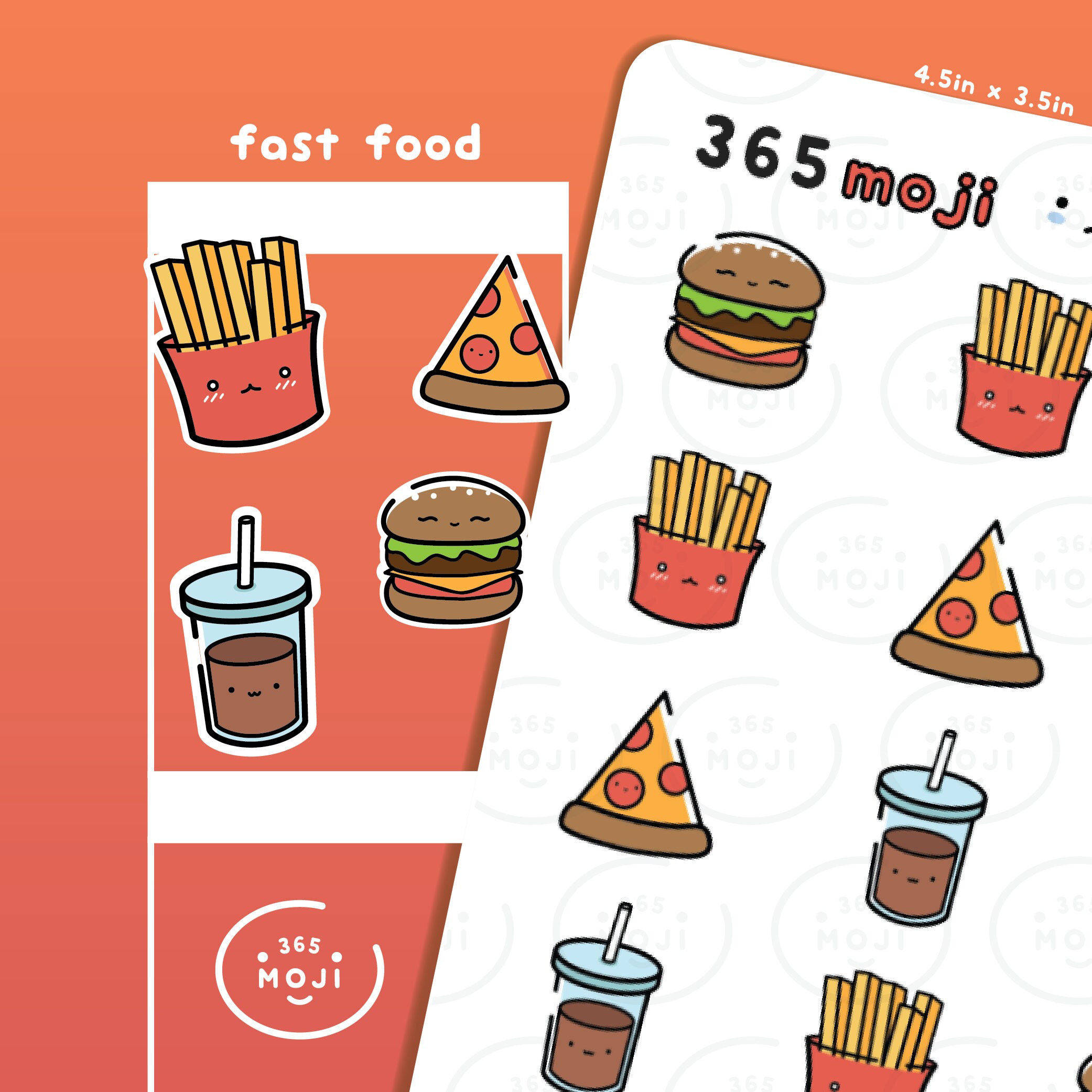 Fast Food Stickers Burger & Fries Fast Food Planner Stickers Kawaii ...