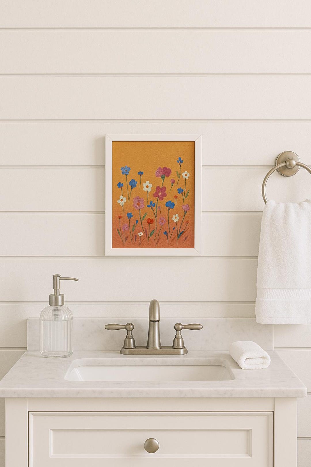 8x10 Floral Acrylic Painting • Wildflower Garden Art • Handmade ...