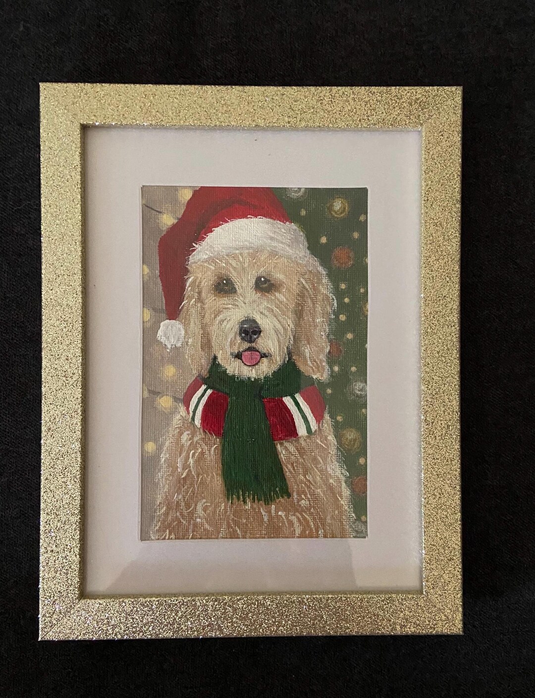 4x6 Acrylic Labradoodle / Goldendoodle Painting Christmas Wall Decor ...