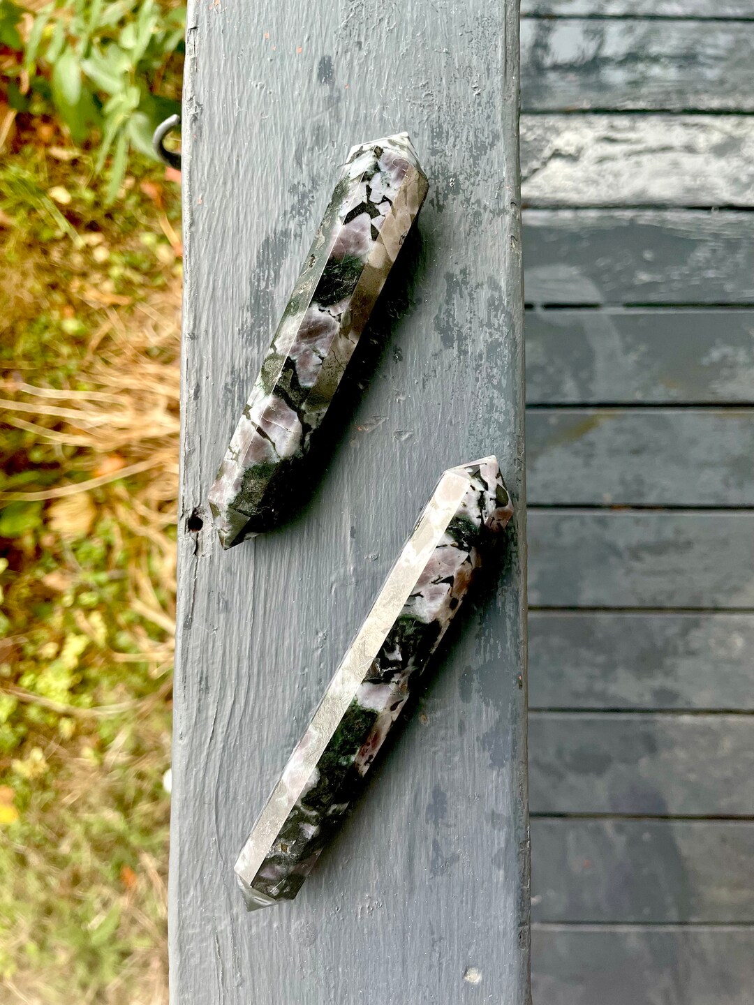 Indigo Gabbro Double Pointed Wand • 4.5” - 4.75” Length • Aka Mystic ...
