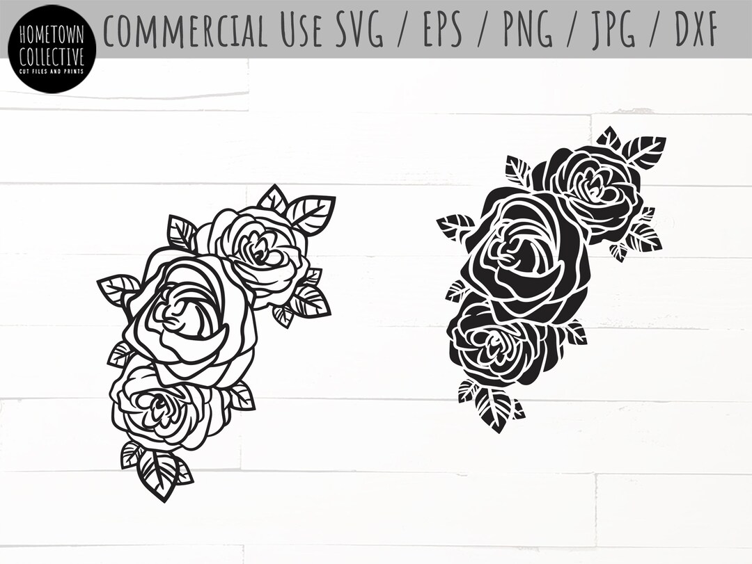 Floral Roses SVG Cut File - Two Variations - Etsy