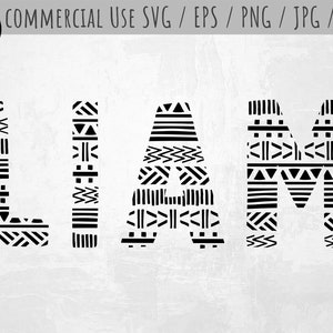 Liam Svg Boho SVG Cut File - Name Tribal Pattern - Etsy