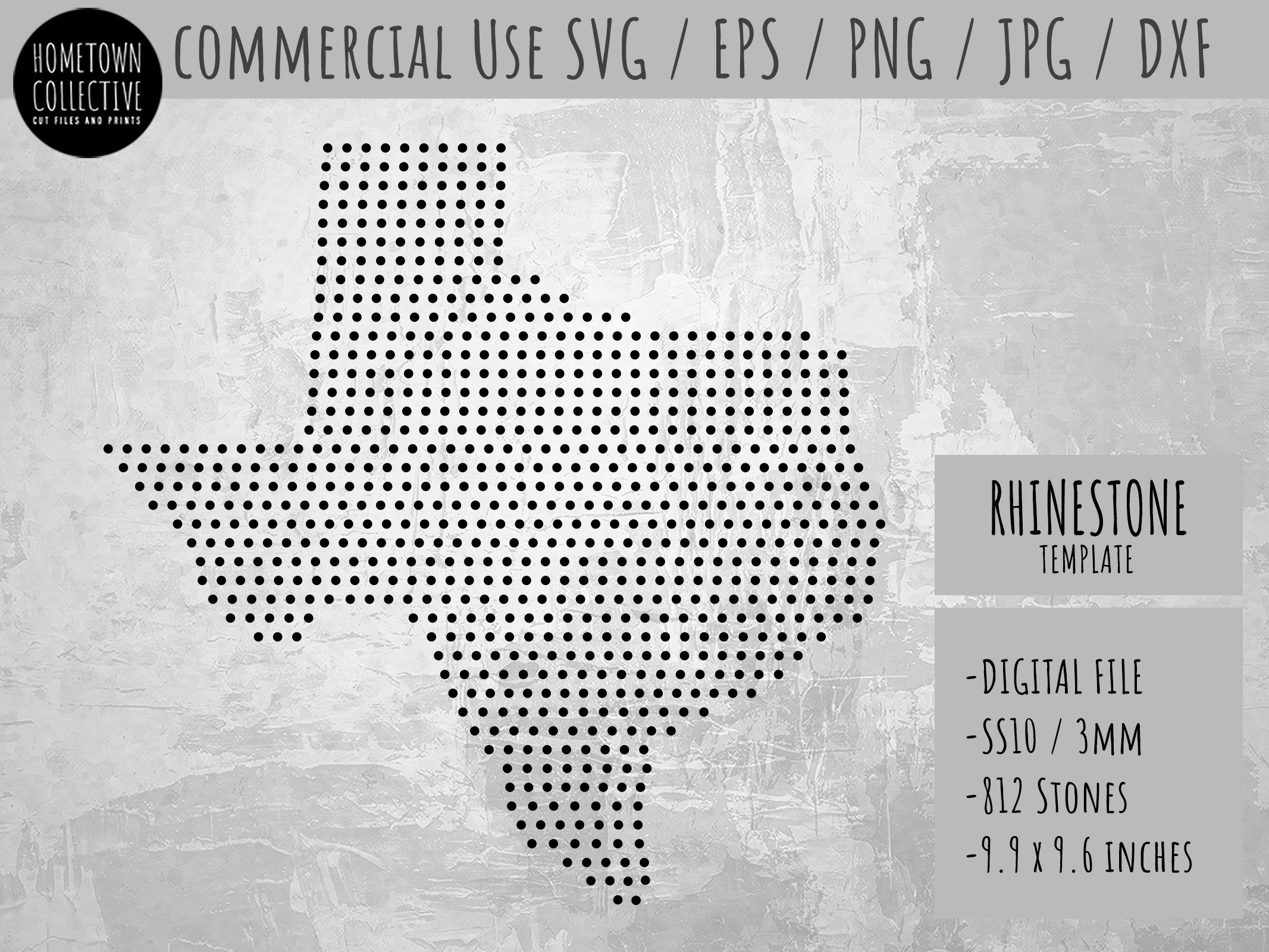 Texas Rhinestone Template Svg SS10 Rhinestone Template Cut | Etsy