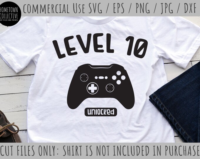 Birthday Svg 10th Birthday Svg Dxf Eps Level 10 Unlocked | Etsy