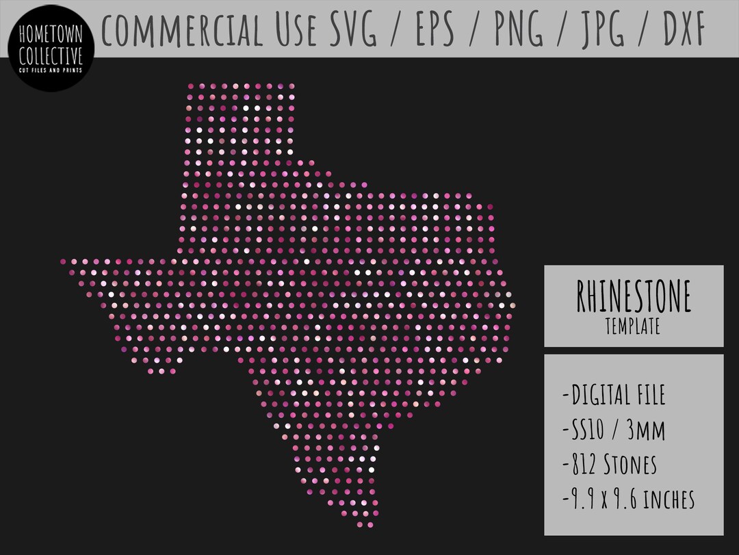 Texas Rhinestone Template Svg, SS10 Rhinestone Template Cut File - Etsy