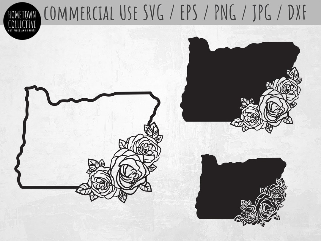Oregon State With Roses Svg Cut File - Three Versions, Light and Dark ...