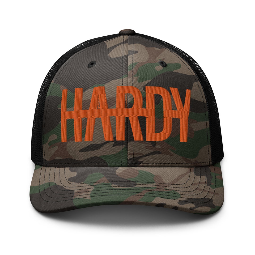 Black Camo Hardy Trucker Hat, Orange Embroidery Large Design - Etsy