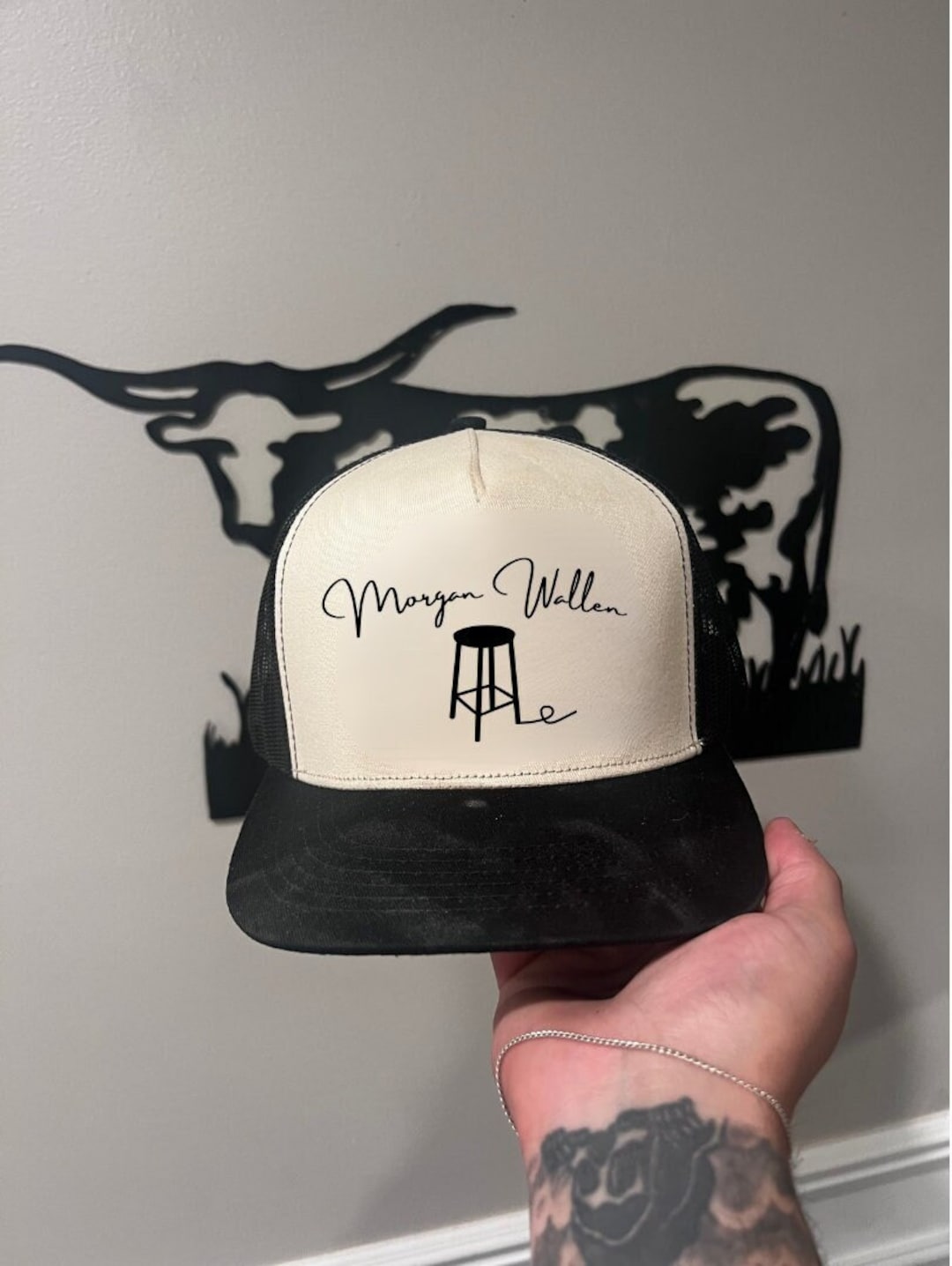 Morgan Wallen Bar Chair Funny Trucker Hat Embroidered, Morgan Wallen ...