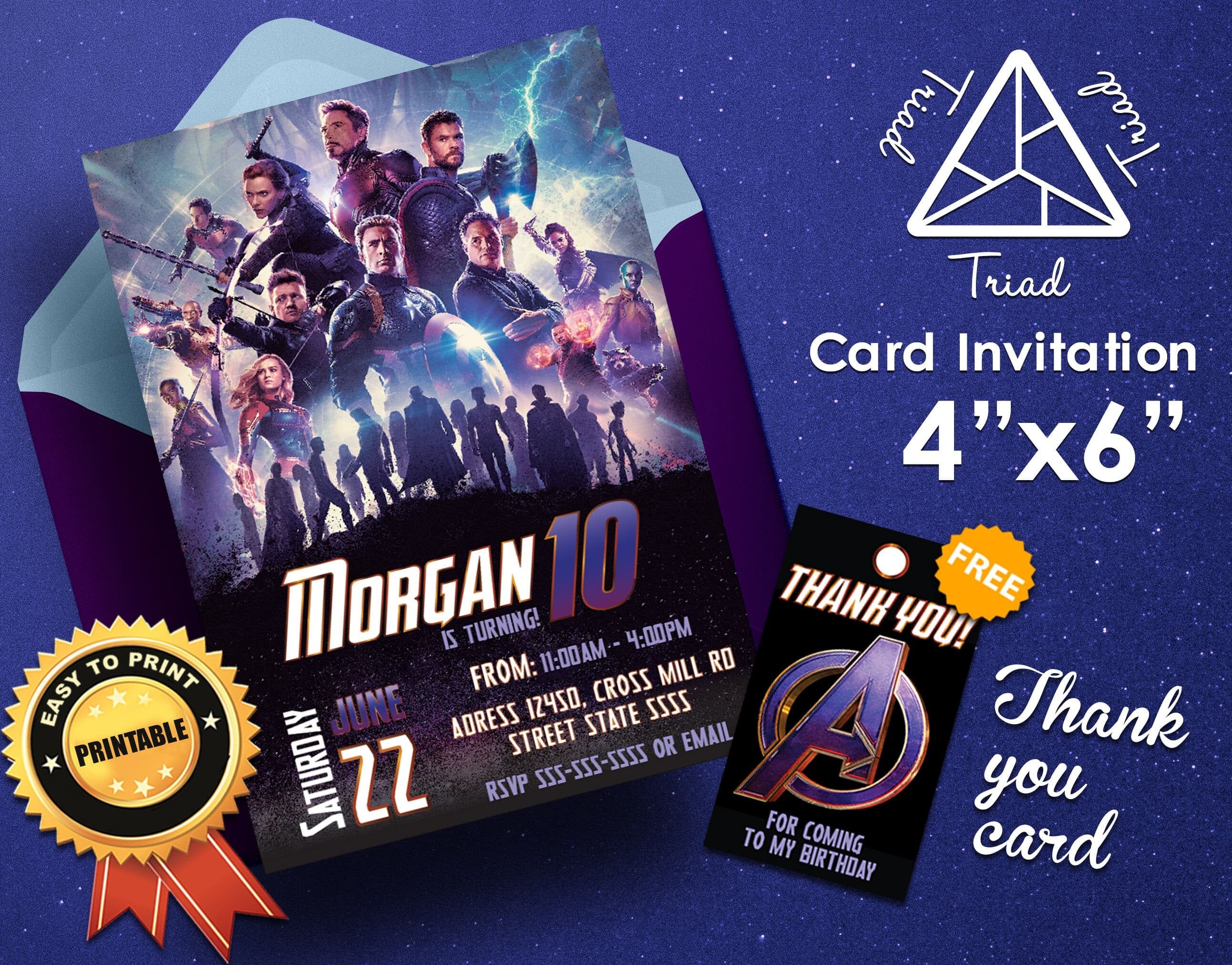 Avengers Endgame Birthday Invitation Avengers Invitation - Etsy
