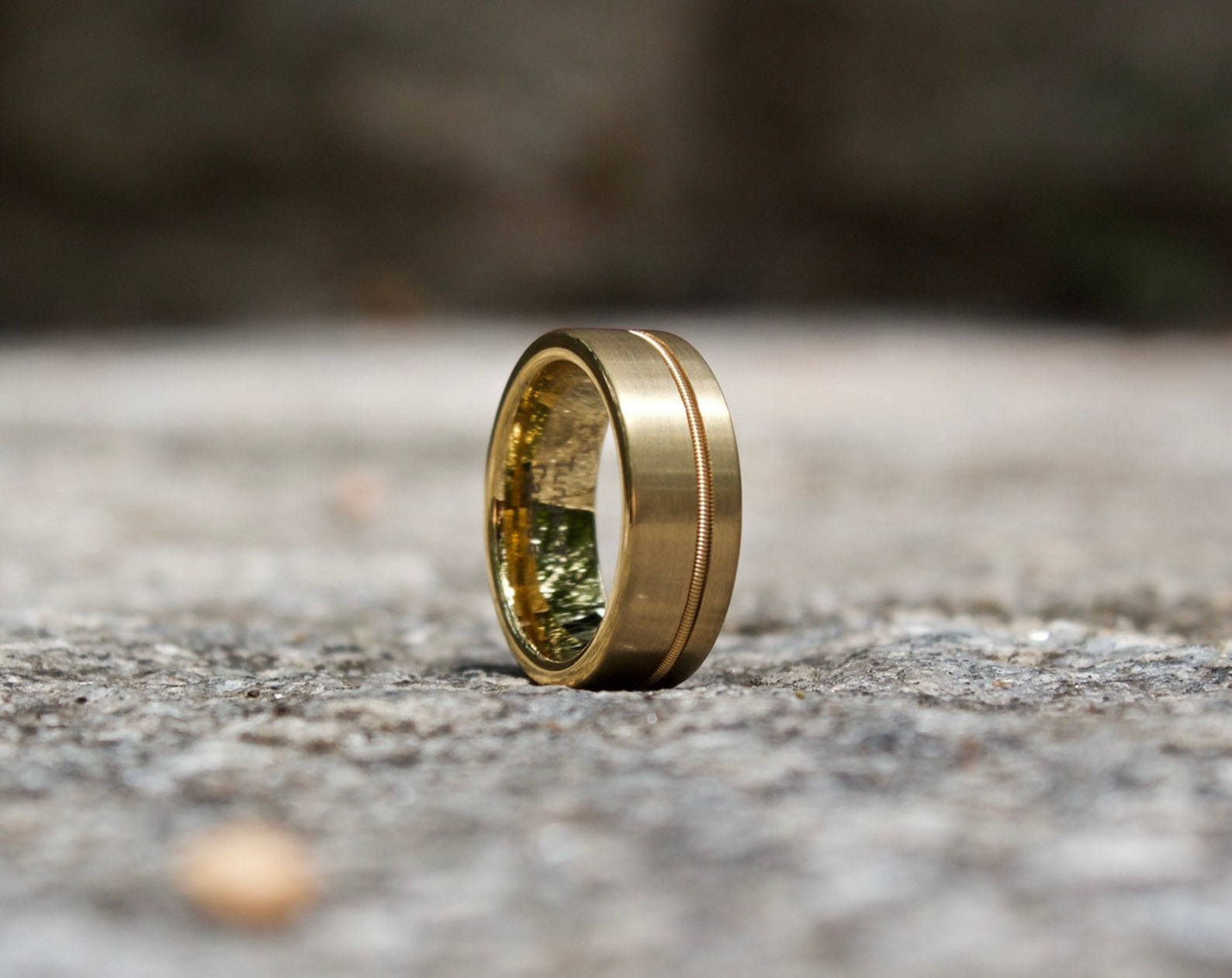 Guitar String Ring Gold Wedding Band Mens Ring Guitar - Etsy