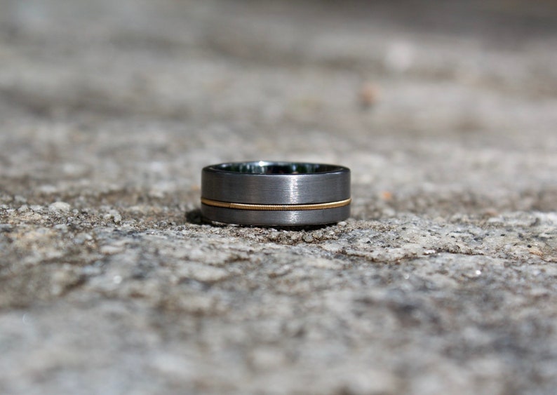 Guitar String Ring Silver Tungsten Wedding Band Mens Ring - Etsy