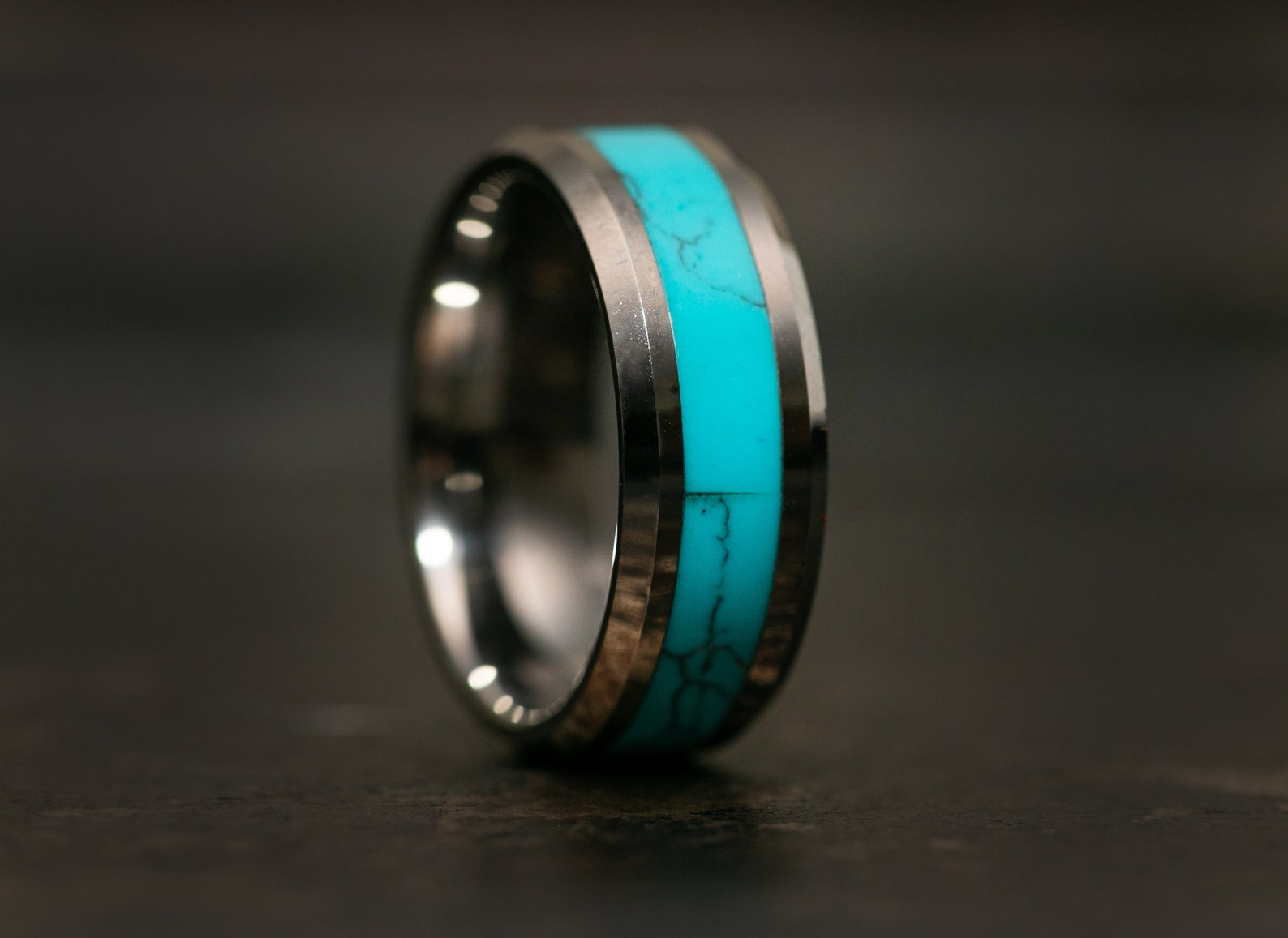 Turquoise Ring Mens Turquoise Ring Wood Wedding Band - Etsy
