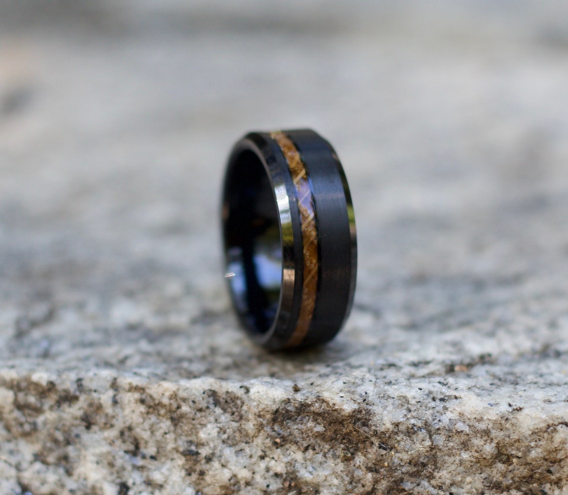 18k Gold Inlay Ring Wood Ring Wood Wedding Band Wooden - Etsy