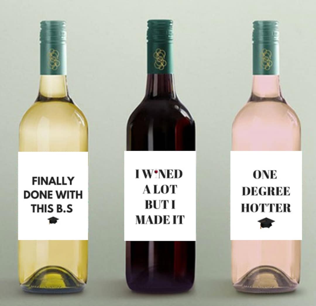 Graduation Wine Label Set Graduation Party Decorations Funny - Etsy