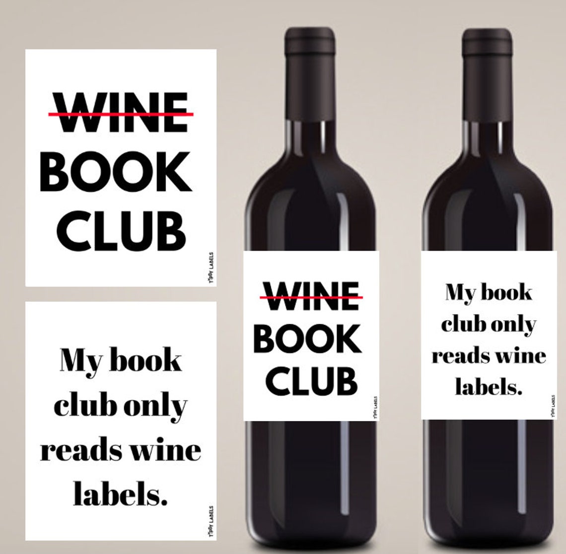 Book Club Wine Label Book Club Wine Book Club Gift Funny | Etsy