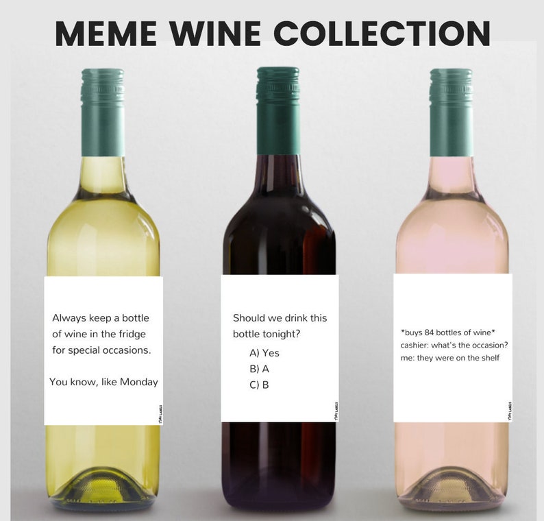 MEME WINE LABELS Funny Wine Labels Wine Wednesday Wine | Etsy