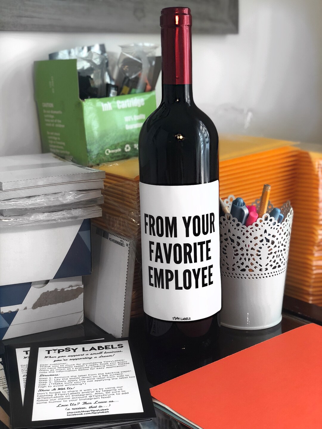 From Your Favorite Employee Wine Label, Funny Wine Label, Funny Gift ...