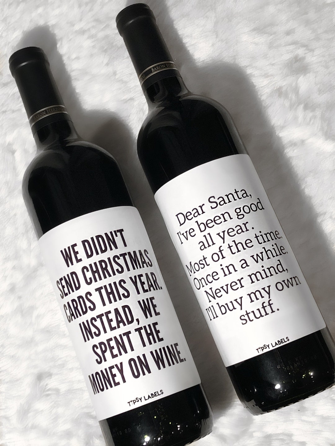 Christmas Wine Labels includes Both, Funny Wine Label, Secret Santa ...