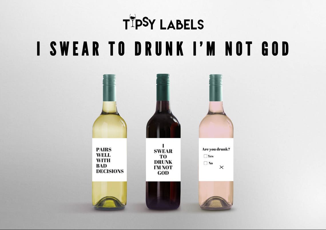 Funny Wine Labels: Custom Wine Labels Hostess Gift Funny | Etsy