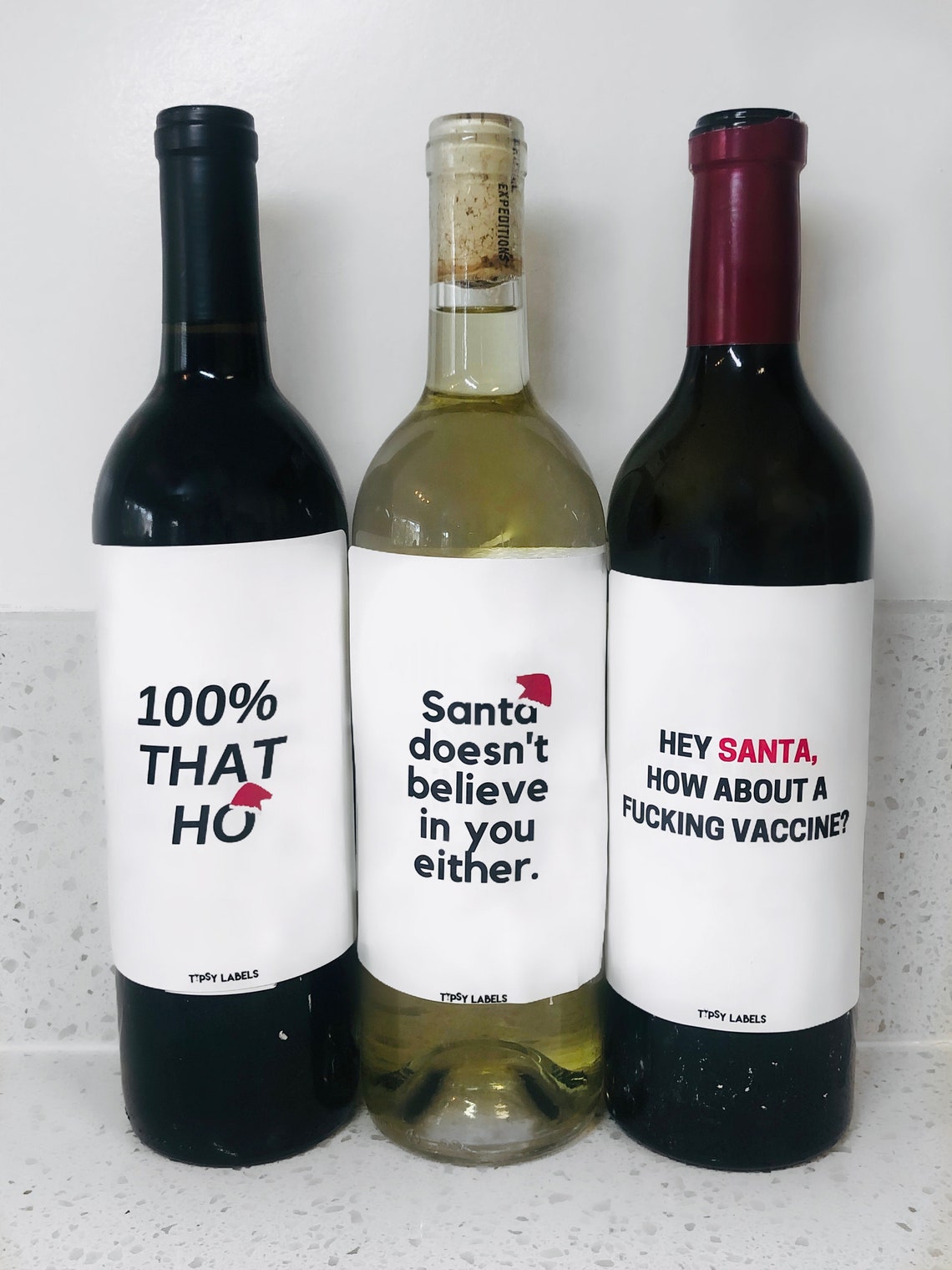 Funny Christmas Wine Labels includes All 3 Christmas Gift | Etsy