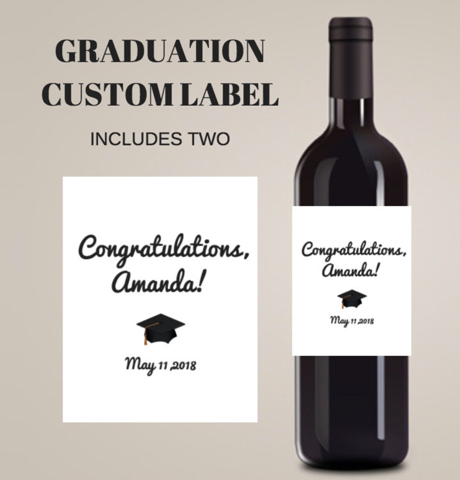 GRADUATION CUSTOM Wine Label includes TWO Graduation Wine - Etsy