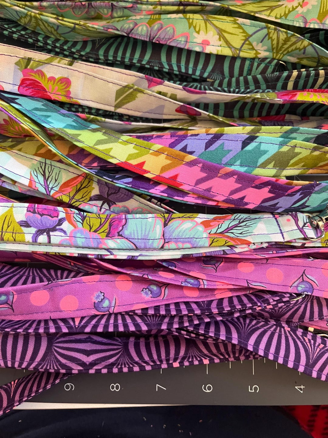 Lanyard | Tula Pink Untamed | Purple Fabric Drop | Badge Holder ...