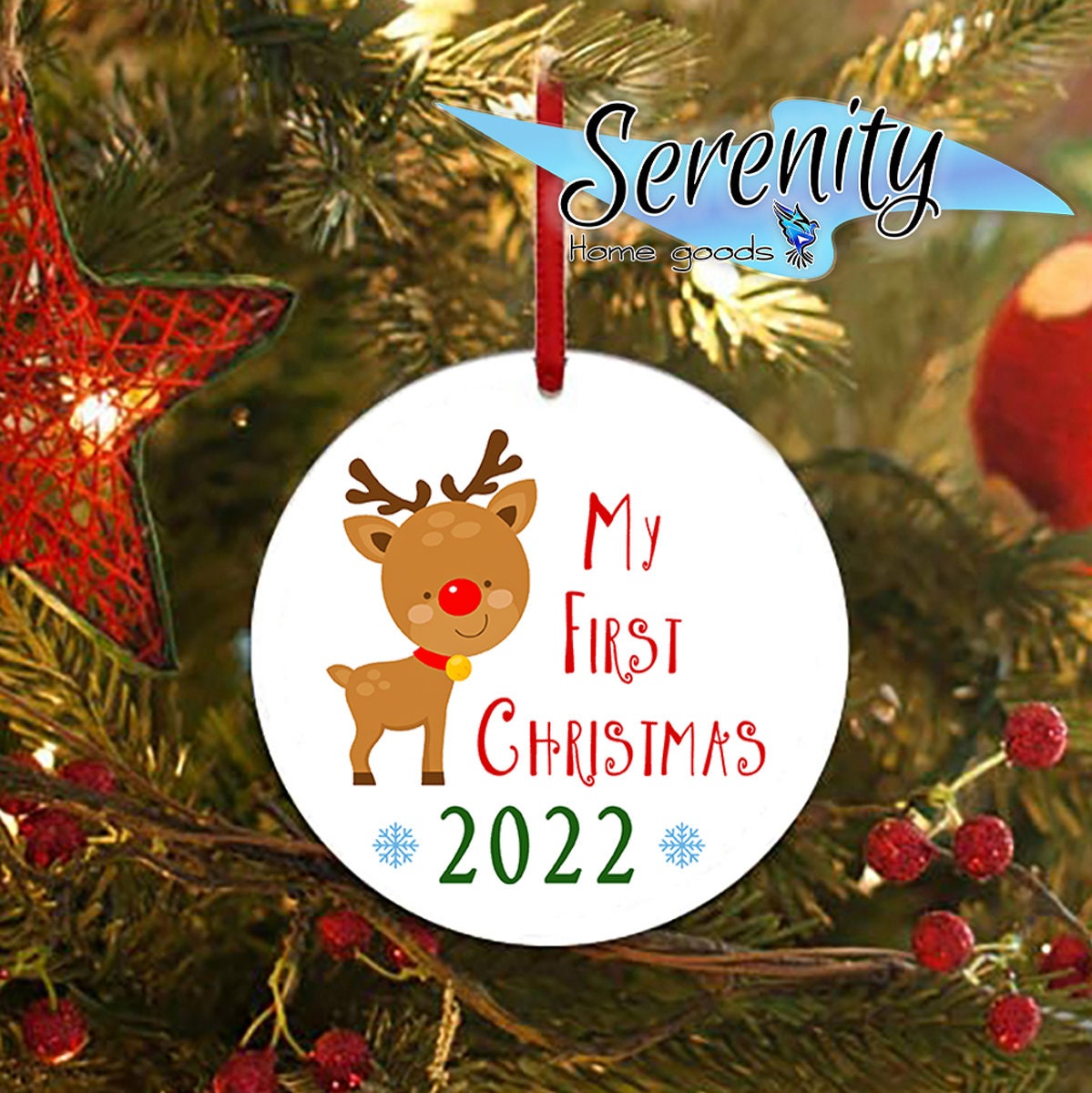 Christmas Ornaments My First Christmas Cute Rudolf - Etsy
