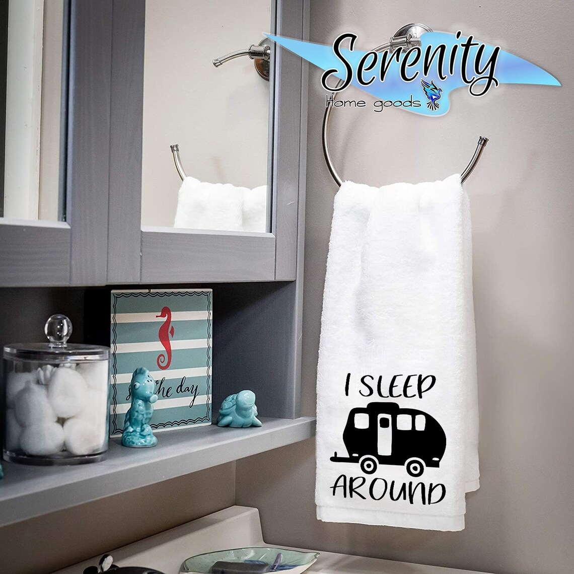 Funny Home Decor | Black White I Sleep Around Camper RV Kitchen Bath ...