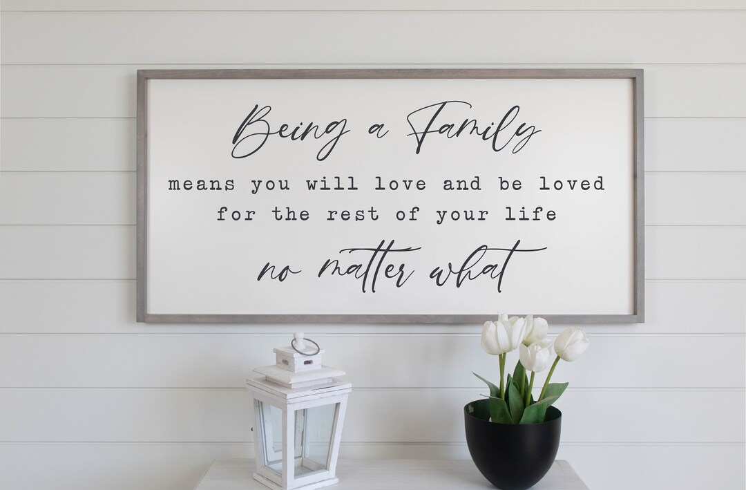 Being A Family Means Sign, Family Sign, Framed Wood Signs, Living Room ...