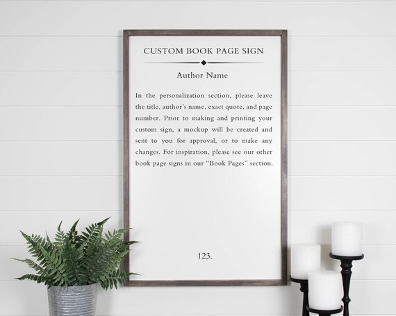 Custom Book Page Signs Custom Wood Signs Farmhouse Sign | Etsy