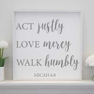 Act Justly Love Mercy Walk Humbly Sign, Micah 6 8 Wood Sign, Framed ...