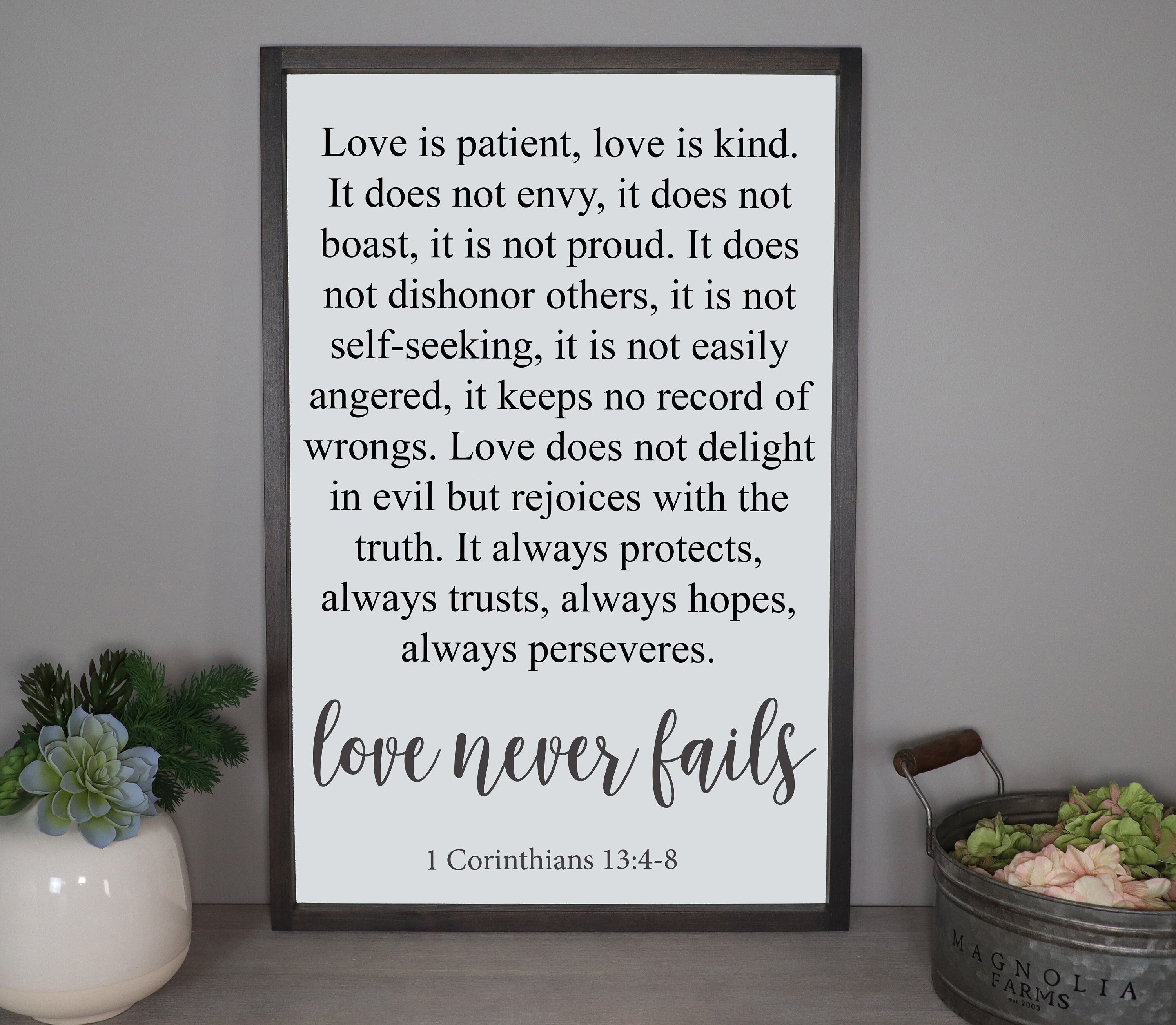 Love is Patient Love is Kind Sign Love Never Fails Sign - Etsy