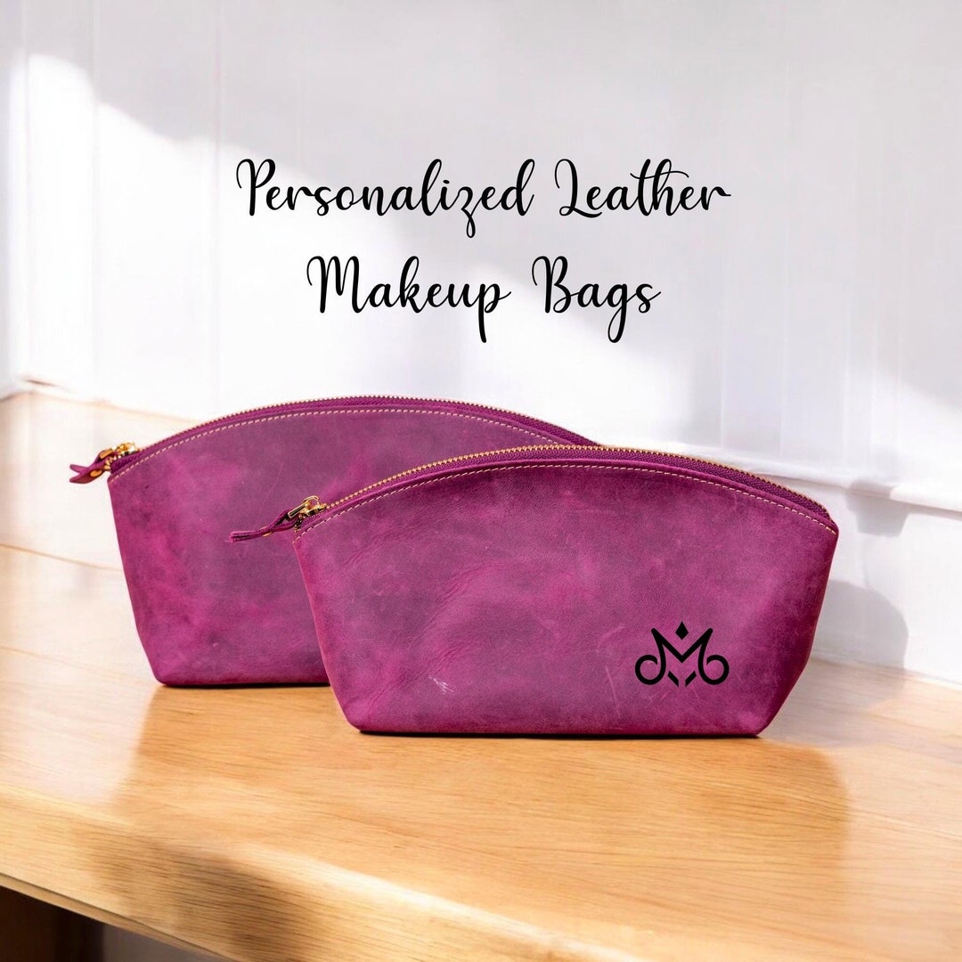 Personalized Leather Makeup Bags, Custom Travel Organizers, Cosmetic ...