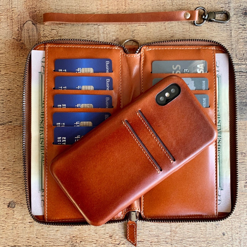 Leather Multi Zip Wallet - Etsy