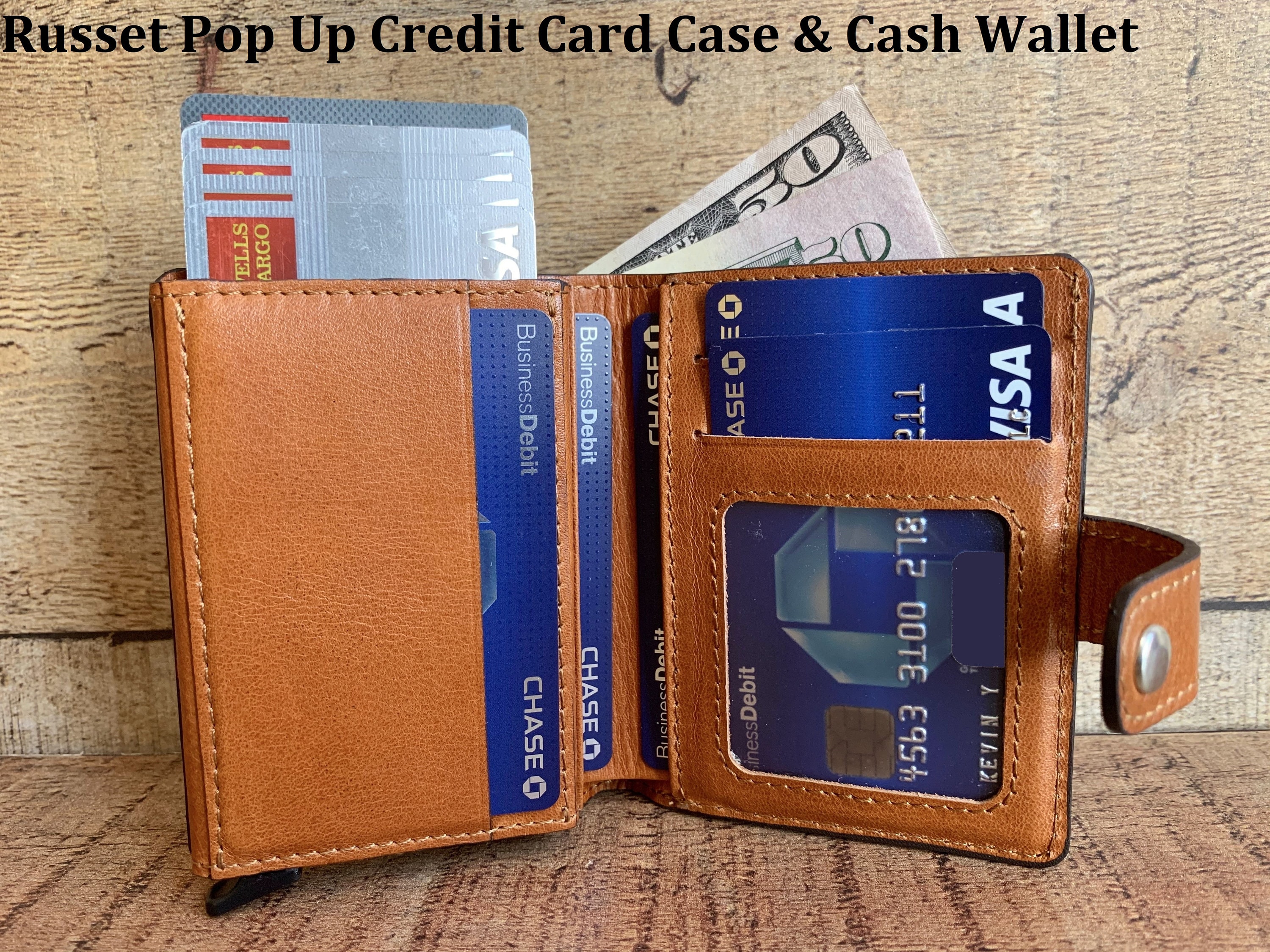 Leather Pop up Credit Card Case RFID Blocking Wallet - Etsy Canada
