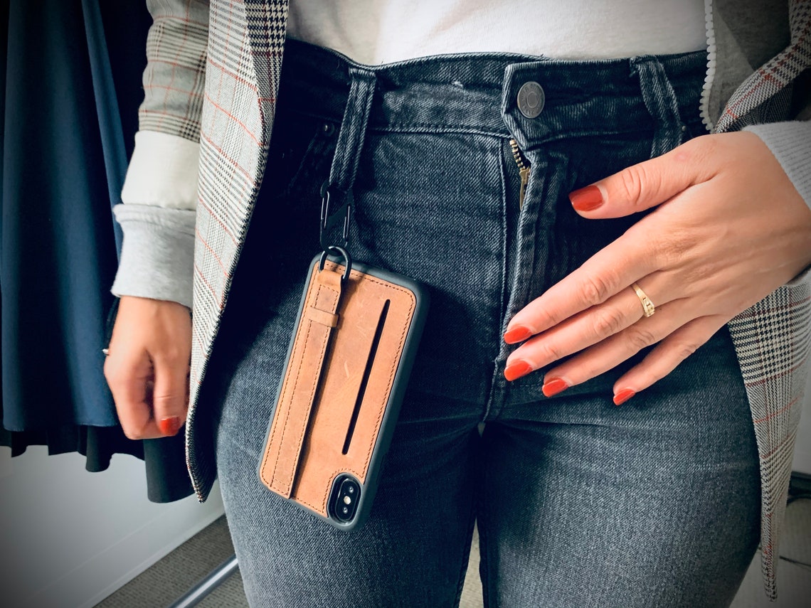 Custom Leather Iphone Grip Holder Case. Iphone 13 12 11 X - Etsy