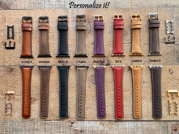 Custom Leather Watch Band Apple Watch Band Galaxy Fossil | Etsy