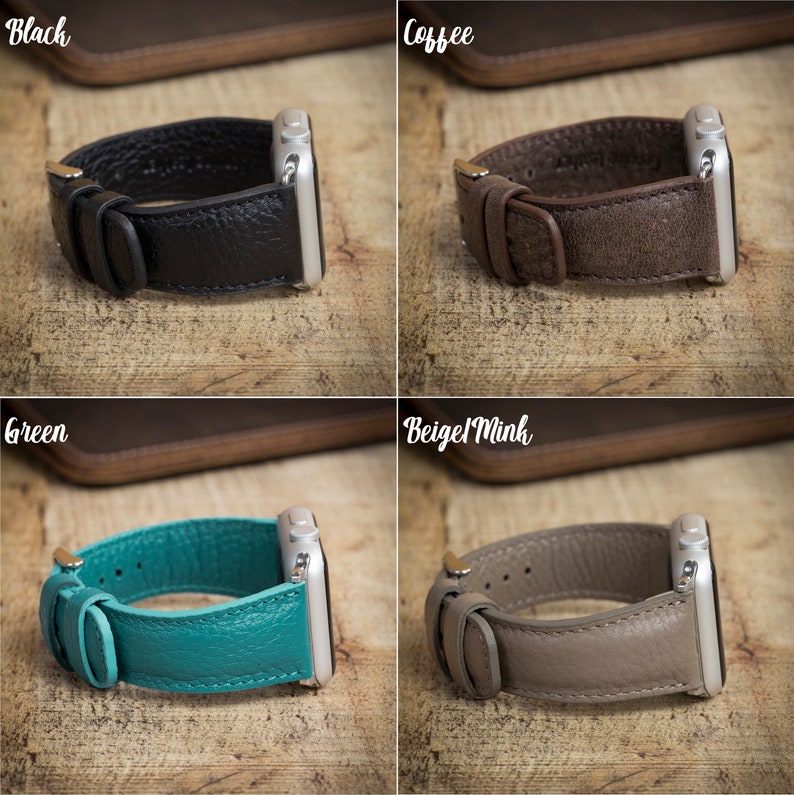 Grain Blue Turquoise Leather Watch Band Apple Watch Band | Etsy