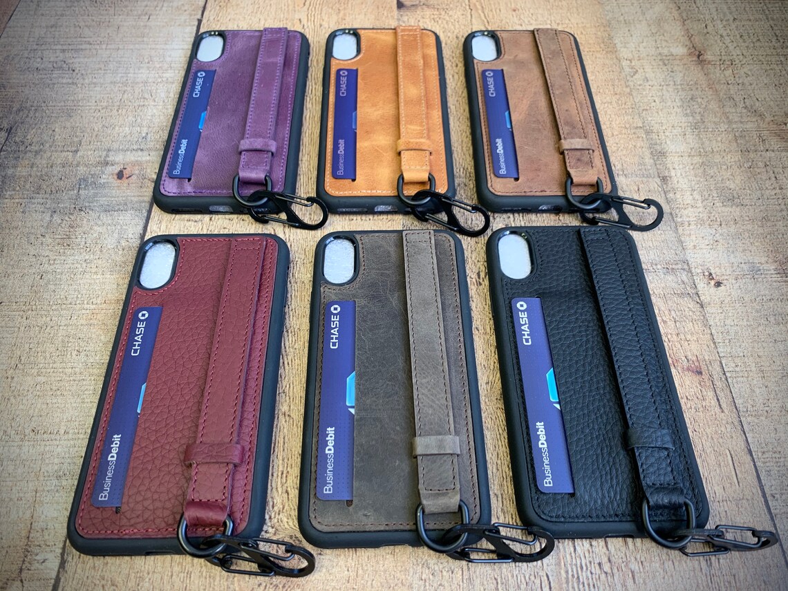 Custom Leather Iphone Grip Holder Case. Iphone 13 12 11 X - Etsy