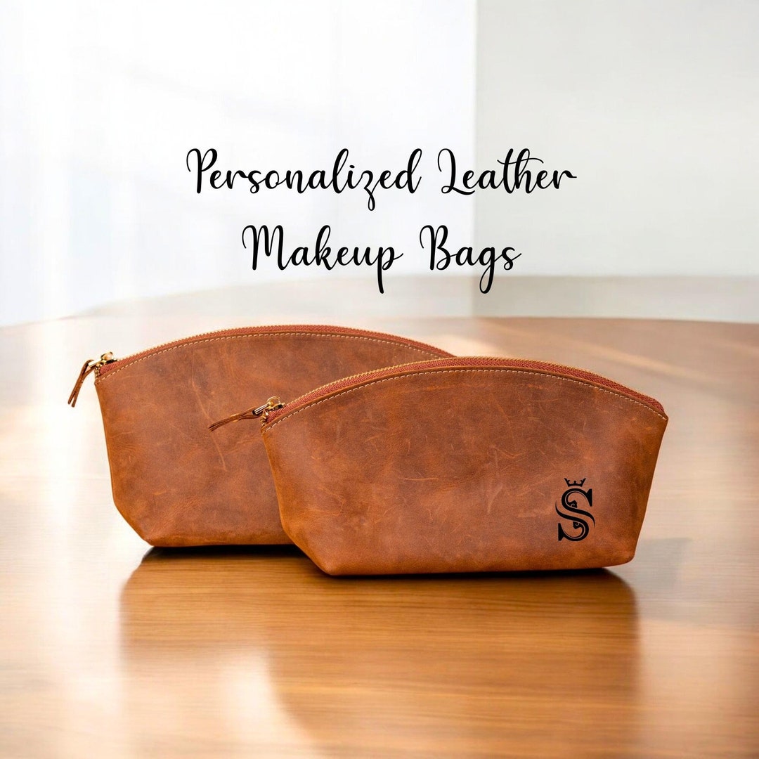 Personalized Leather Makeup Bags, Custom Travel Organizers, Cosmetic ...